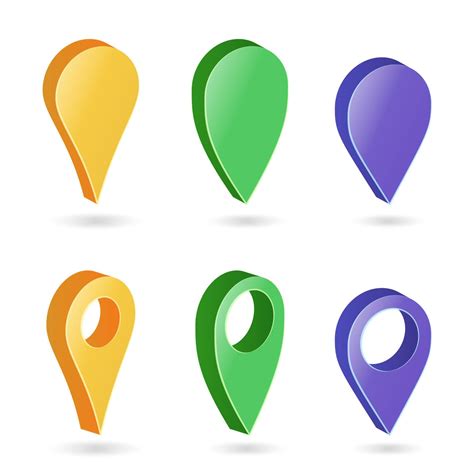 3d Map Pointer Vector Colorful Set Of Modern Map Round Pointers