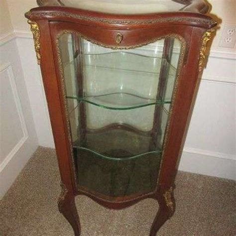 Antique Curved Glass Cabinet Etsy