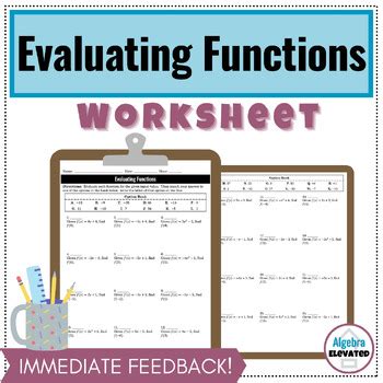 Function Notation Matching Worksheet Evaluating Functions By Algebra