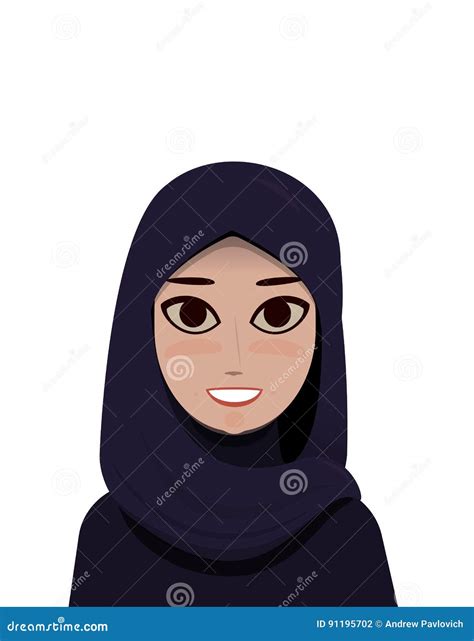 Portrait De Bande Dessinée De Belle Femme Musulmane Dans Le Hijab
