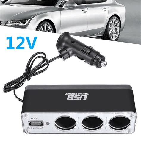 Car Lighter Multi Socket Triple Splitter USB Port Charger Adapter With Lighter Plug For V V