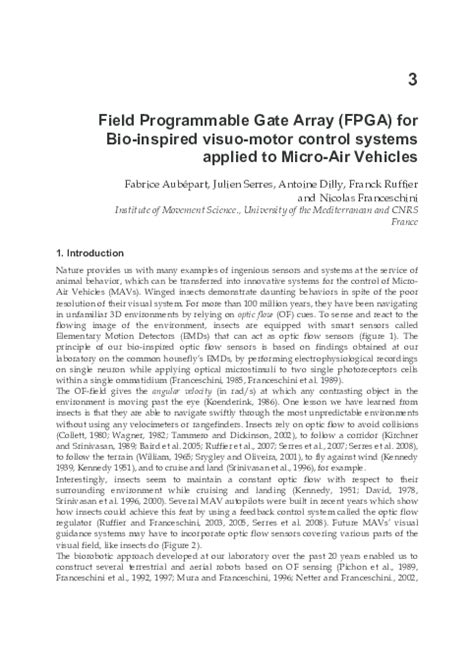 Pdf Field Programmable Gate Array Fpga For Bio Inspired Visuo Motor