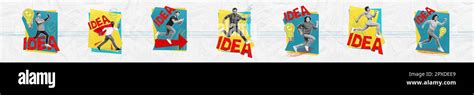 Creative Minimal Collage Panorama Young Intelligent People Genius