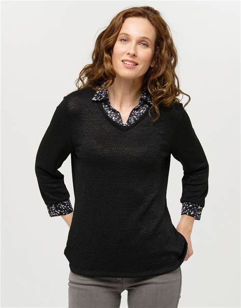 Pull Chemisier Noir Christine Laure
