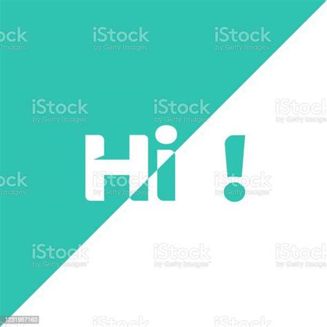 안녕 텍스트 Hi캘러그램 간단한 로고 배너 포스터 및 스티커 개념에 대한 레터링 벡터 일러스트레이션 0명에 대한 스톡 벡터 아트