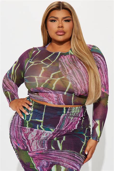 Perfect Gem Mesh Skirt Set Magenta Fashion Nova