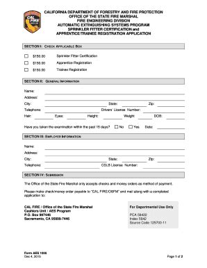 Fillable Online Osfm Fire Ca AUTOMATIC EXTINGUISHING SYSTEMS PROGRAM