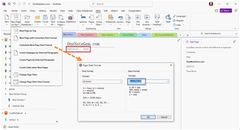Change The Datetime Display Format For The Current Page Of OneNote