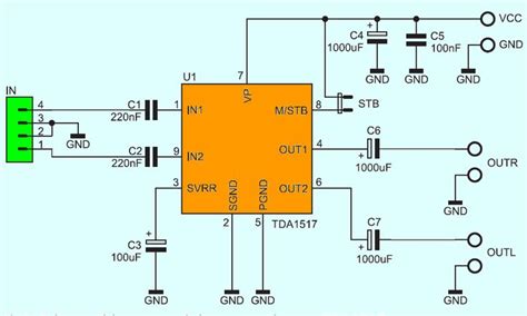 TDA1517 Circuit Diagram For Miniature Amplifier