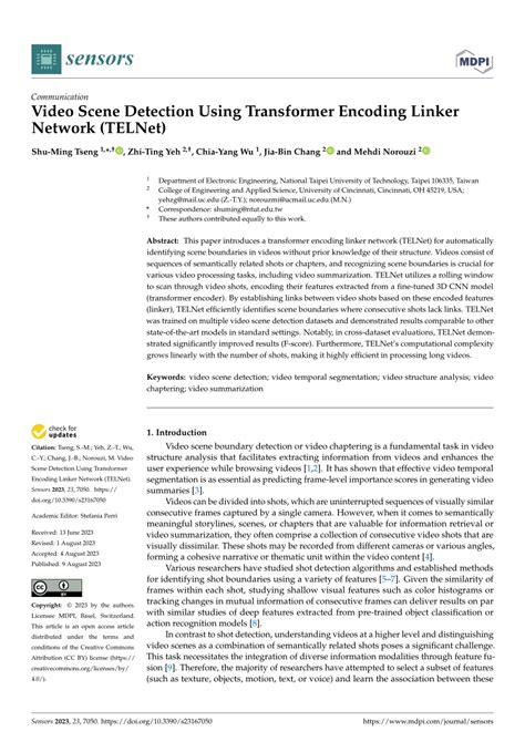 Pdf Video Scene Detection Using Transformer Encoding Linker Network Telnet