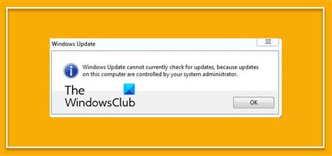 Windows Update Cannot Currently Check For Updates Controlled