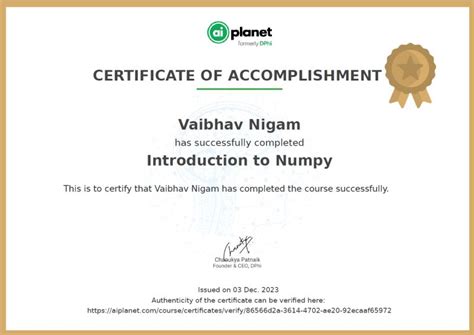 vaibhav nigam on linkedin numpy aiplanet continuouslearning