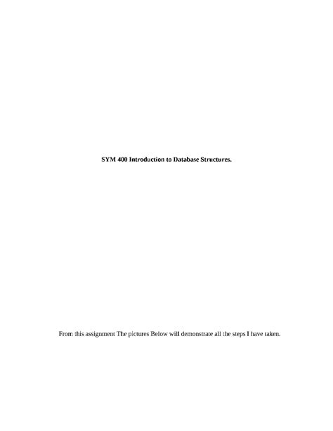 Sym 400 Benchmark Sql Triggers Introduction To Database Structures Assignments Database