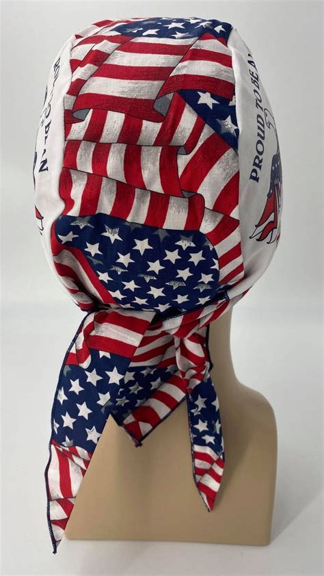 Proud To Be An American Biker Bandana Dorag With Sweatband Doo Rag Made