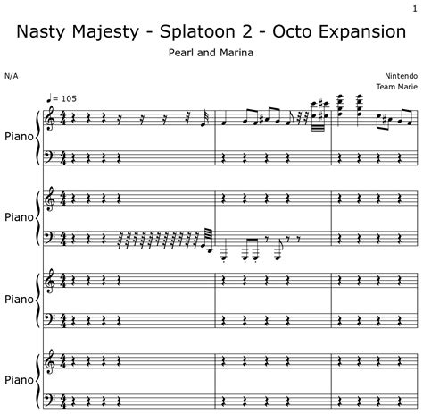 Nasty Majesty Splatoon 2 Octo Expansion Sheet Music For Piano