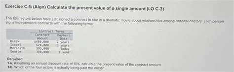 solved exercise c 5 algo calculate the present value of a