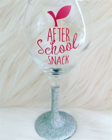 After School Snack Wine Glass Teacher T Wine Glass Funny Etsy
