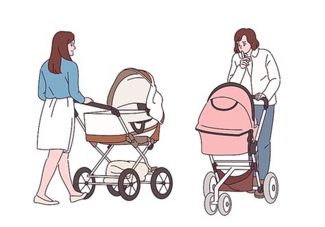 유모차를 끌고 있는 엄마 캐릭터 유토이미지 상세페이지 베이직샵 일러스트 21666398