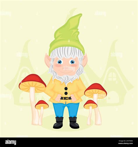 Cute Garden Gnome Character Cartoon Vector Stock Vector Image And Art Alamy