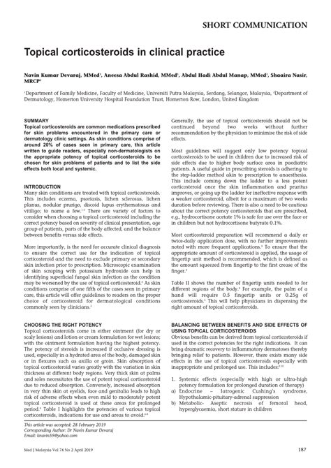 Pdf Topical Corticosteroids In Clinical Practice