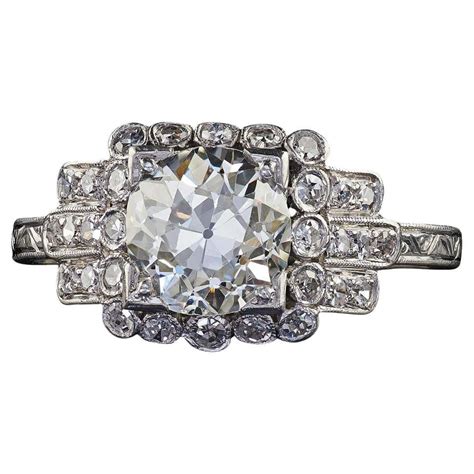 Antique Art Deco Platinum 18k Gold Old Marquise Diamond Engagement Ring