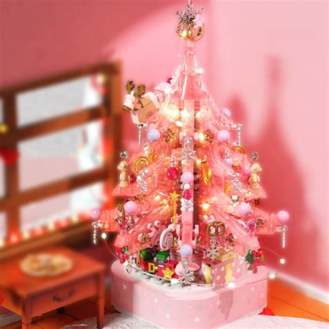 민도레 블럭 핑크트리 오르골 크리스마스 레고 크리스탈볼 트리 세트 키즈 생일 어린이날 선물 위시버킷