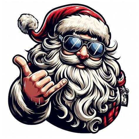 Modern Trendy Cool Friendly Santa Claus Icon Emoji Vector Art