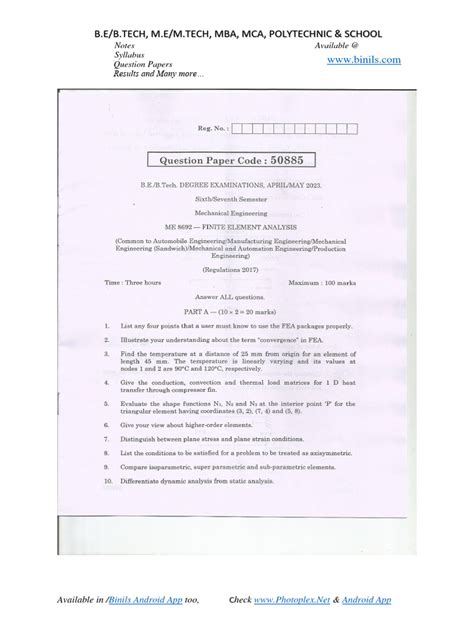 me 8692 finite element analysis pdf