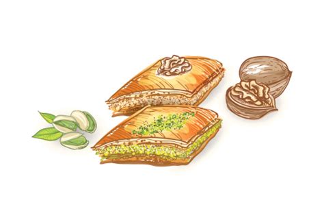 Turkish Traditional Dessert Baklava向量圖形及更多果仁蜜餅圖片 果仁蜜餅 伊斯坦堡 加濟安泰普市