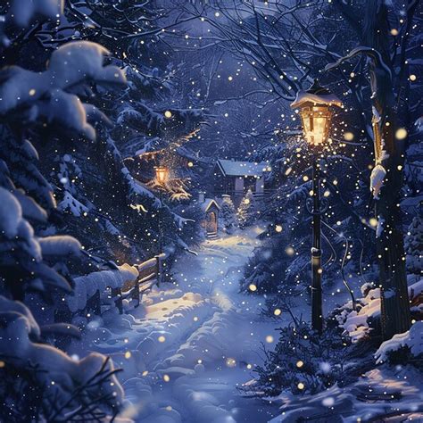Magical Winter Night Story Premium Ai Generated Image