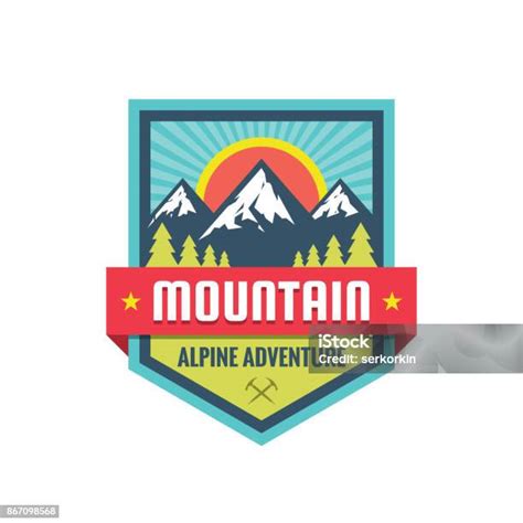 산 산악 어드벤처벡터 기호 템플릿 개념 그림 원정대 크리에이 티브 배지 기호입니다 그래픽 디자인 요소입니다 산에 대한 스톡 벡터