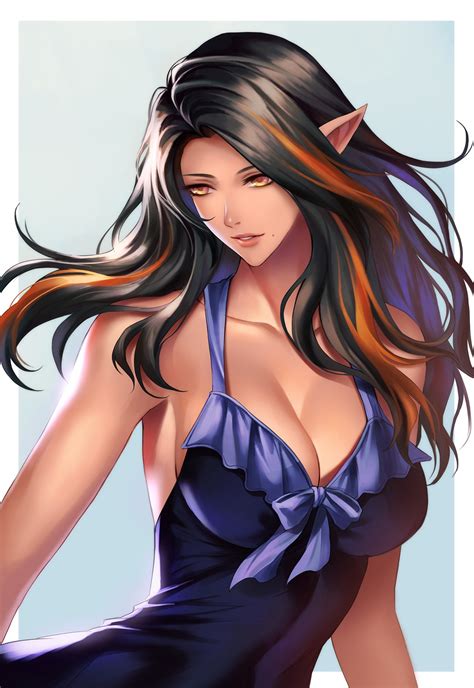 Wallpaper Illustration Long Hair Anime Girls Cartoon Black Hair