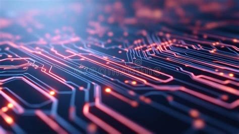 Futuristic Circuit Board With Glowing Pathways And Vibrant Lights Ai Stock Image Image Of
