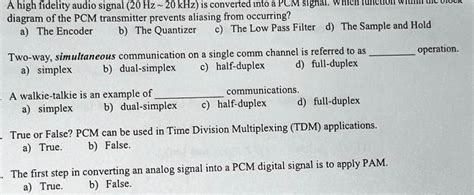 Solved Texts A High Fidelity Audio Signal 20 Hz 20 Khz Is Converted