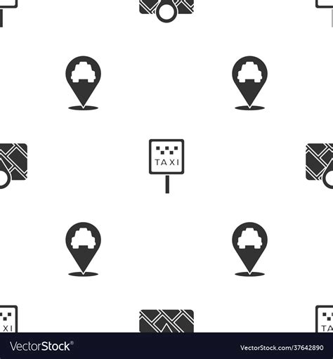 Set Gps Device With Map Road Sign For Taxi Stand Vector Image