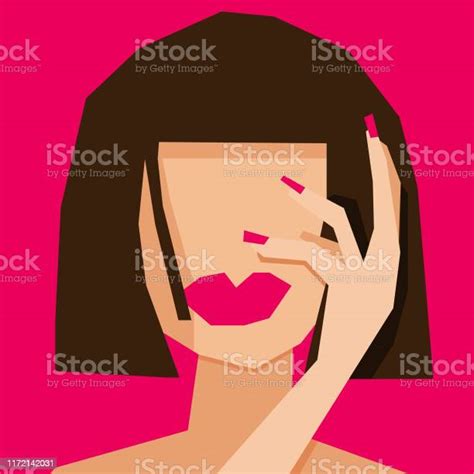 핑크 큰 입술을 가진 세련된 종이 컷 여자 표지 전단지 배너 카드 포스터 인쇄 광고에 대한 벡터 그림 다채로운 그림 갈색에 대한 스톡 벡터 아트 및 기타 이미지 Istock