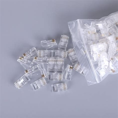 10 Pcs Rj45 Ethernet Cable Network Connector Heads Gold Pins Module
