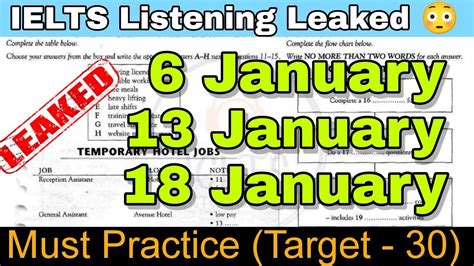 JANUARY JANUARY JANUARY IELTS LISTENING PRACTICE TEST