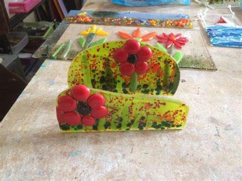 Meadow Napkin Holder Fused Glass Art Fused Glass Napkin Holder