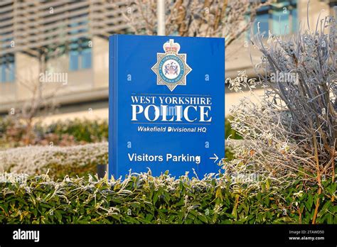 A Sign Outside West Yorkshire Police Headquarters Wakefield Division In