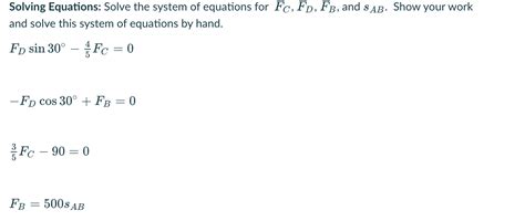 Solved Solving Equations Solve The System Of Equations For Chegg