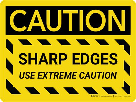 Caution Sharp Edges Use Extreme Caution Landscape Wall Sign