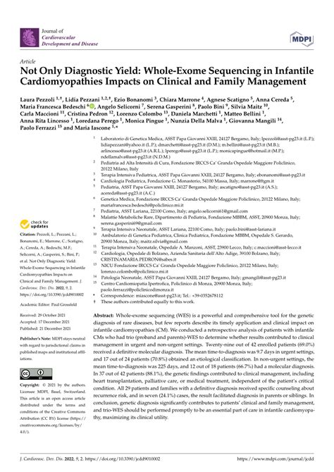 Pdf Not Only Diagnostic Yield Whole Exome Sequencing In Infantile Cardiomyopathies Impacts On