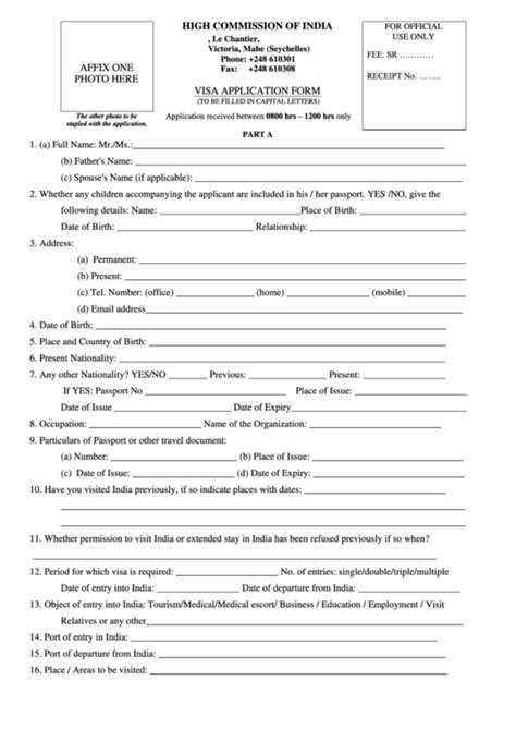 Visa Application Form For Seychelles Commission Printable Pdf Download