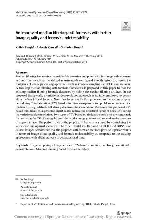 An Improved Median Filtering Anti Forensics With Better Image Quality