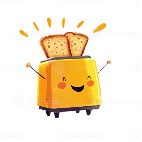 A Happy Yellow Toaster Pops Up Toast 55985608 Png