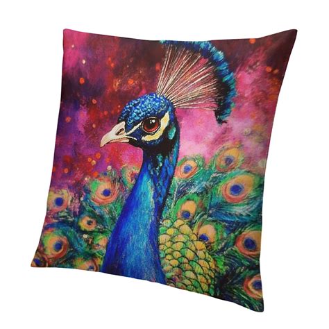 Patifu Peacock Pillow Covers Beautiful Watercolor Peacock Multicolored