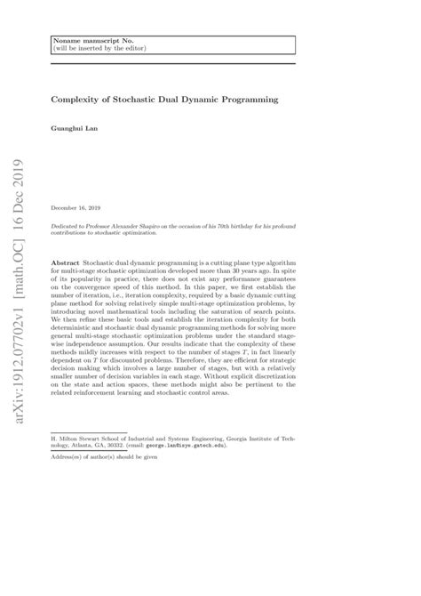 Complexity Of Stochastic Dual Dynamic Programming Deepai