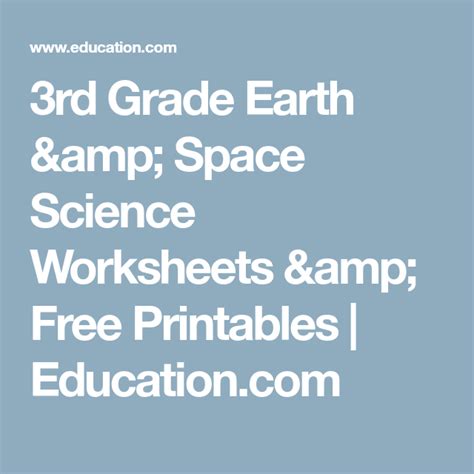 3rd Grade Earth And Space Science Worksheets And Free Printables Science