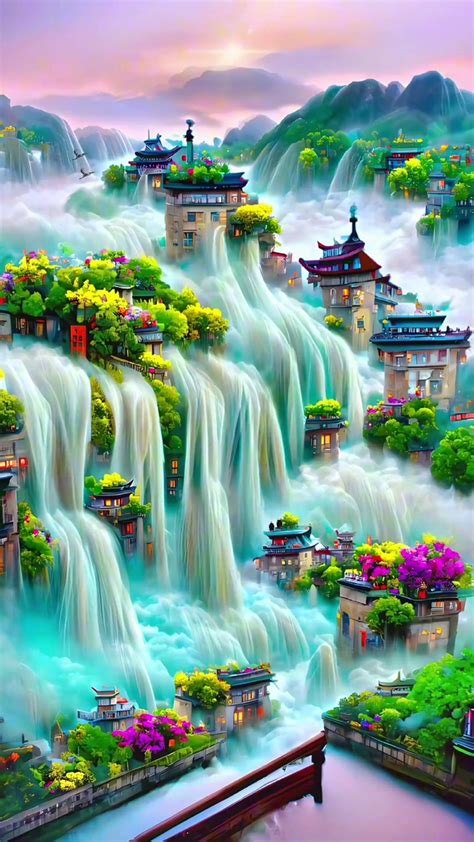 仙境瀑布 风景手机动态壁纸 风景手机壁纸下载 元气壁纸